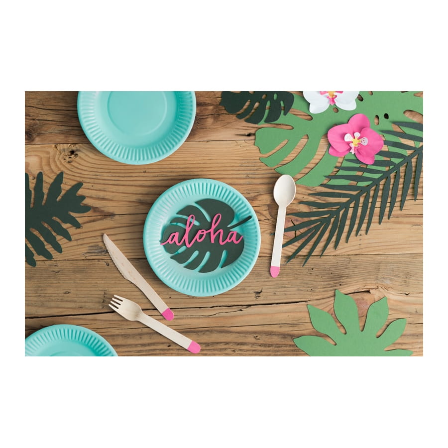 6 Décos de table Aloha de 12,5 cm en papier