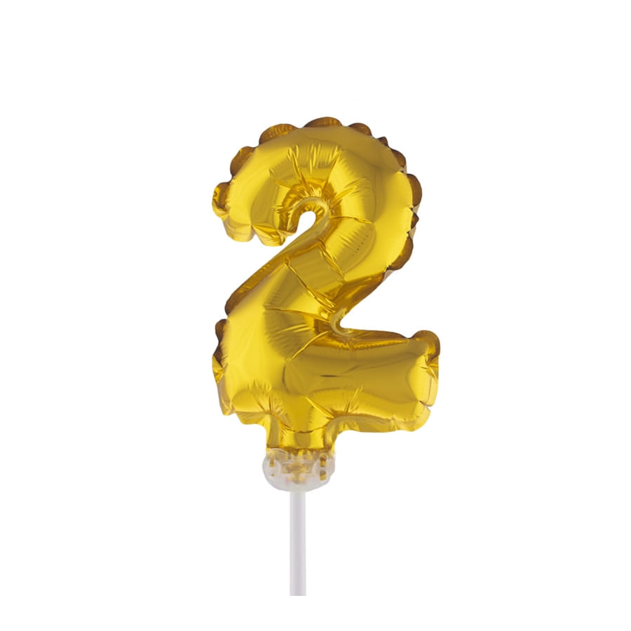 Ballon chiffre cake topper doré de 12cm