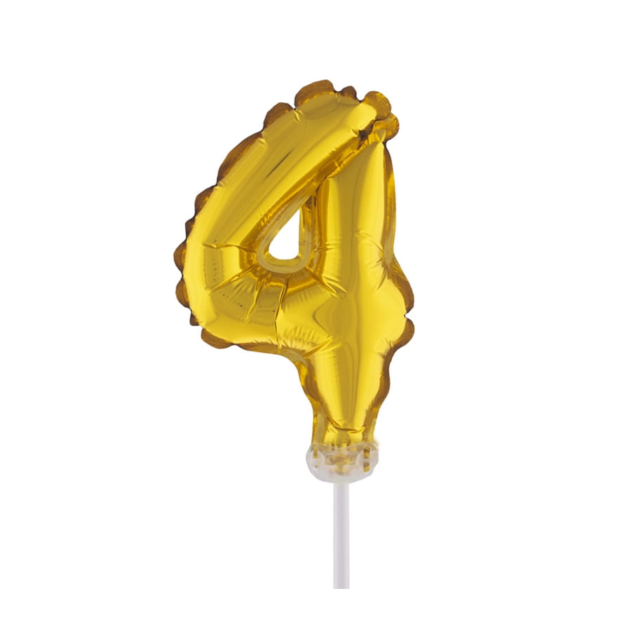 Ballon chiffre cake topper doré de 12cm