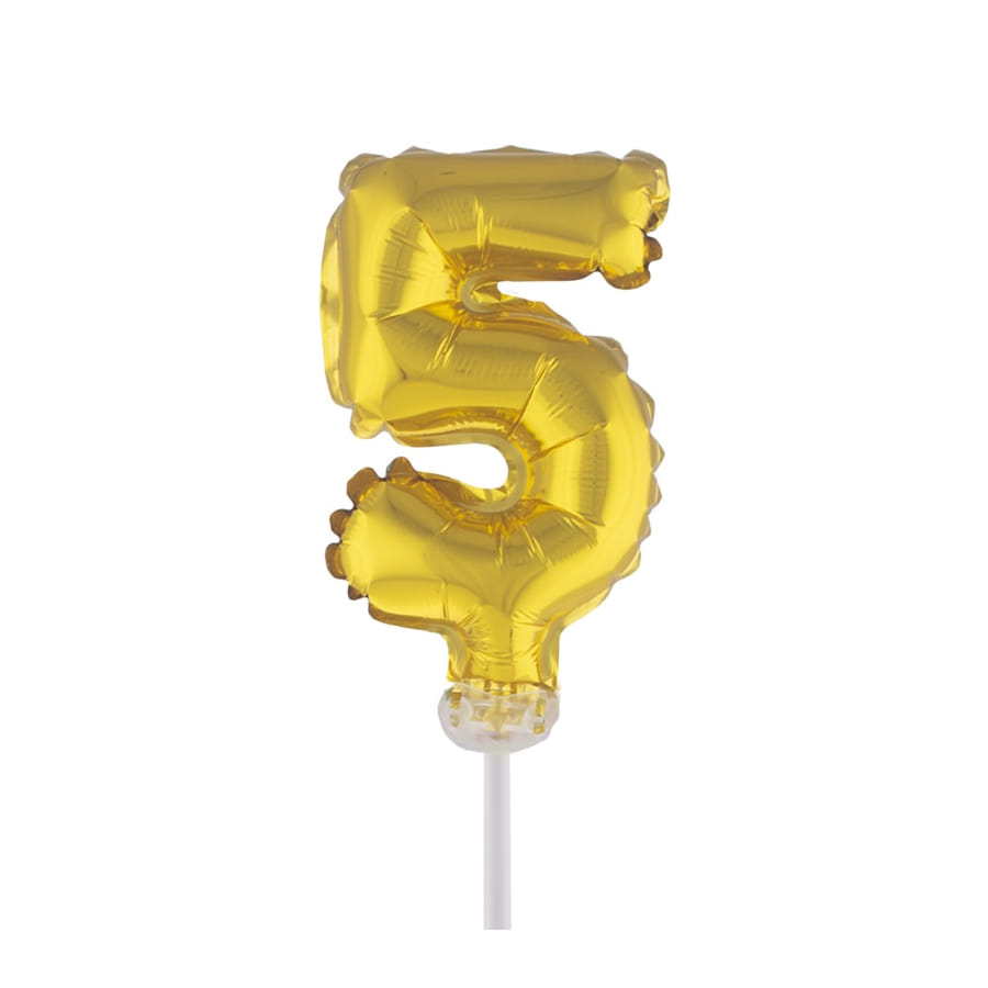 Ballon chiffre cake topper doré de 12cm