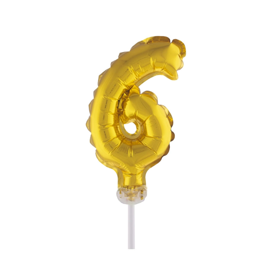 Ballon chiffre cake topper doré de 12cm