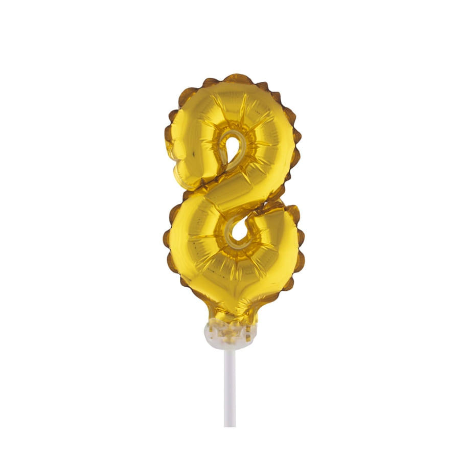 Ballon chiffre cake topper doré de 12cm