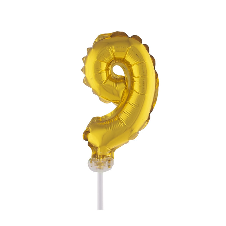 Ballon chiffre cake topper doré de 12cm