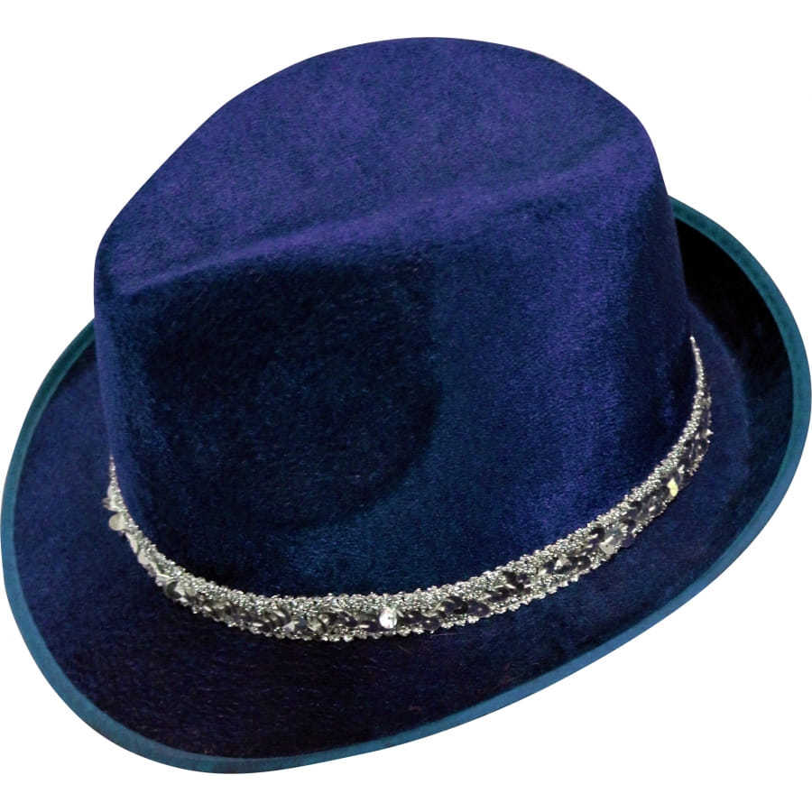 Chapeau borsalino bleu en velours