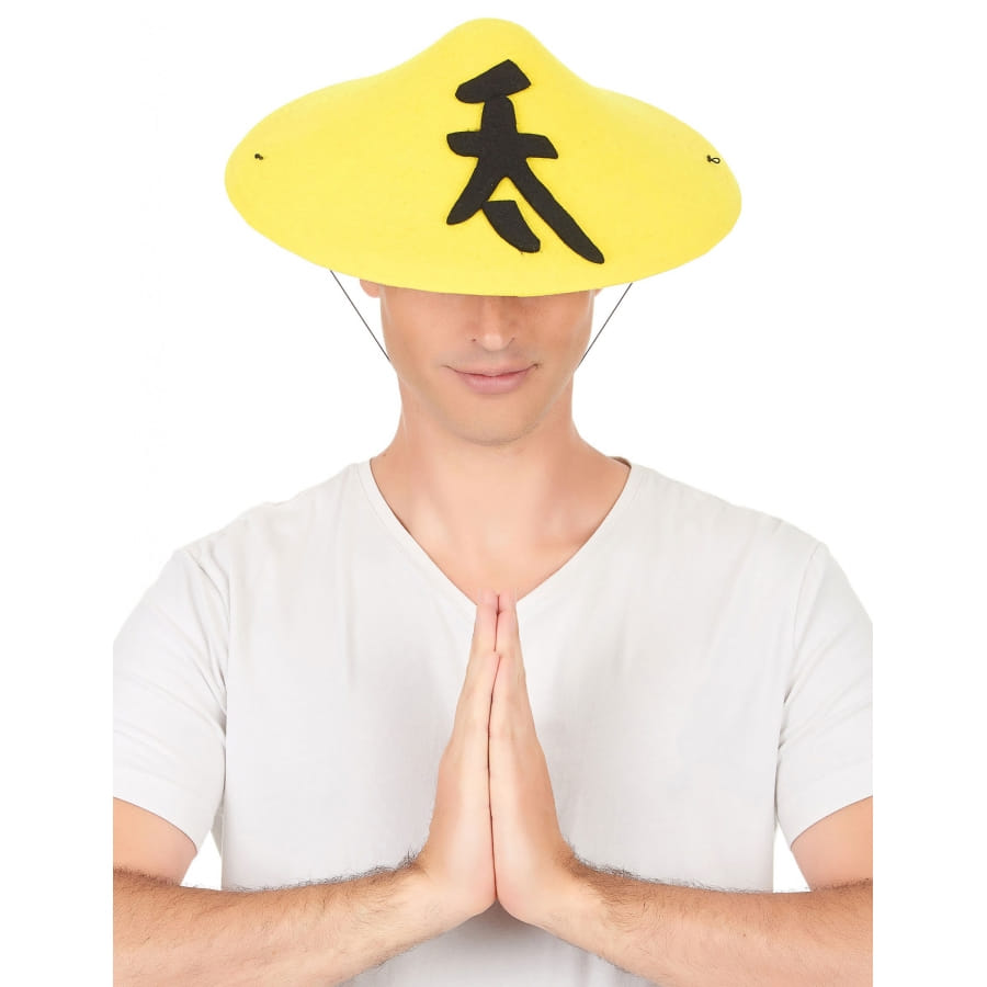 Chapeau chinois jaune en feutrine