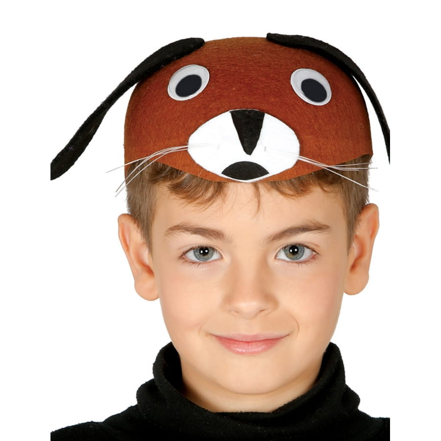 Chapeau de chien rigolo marron et noir enfant