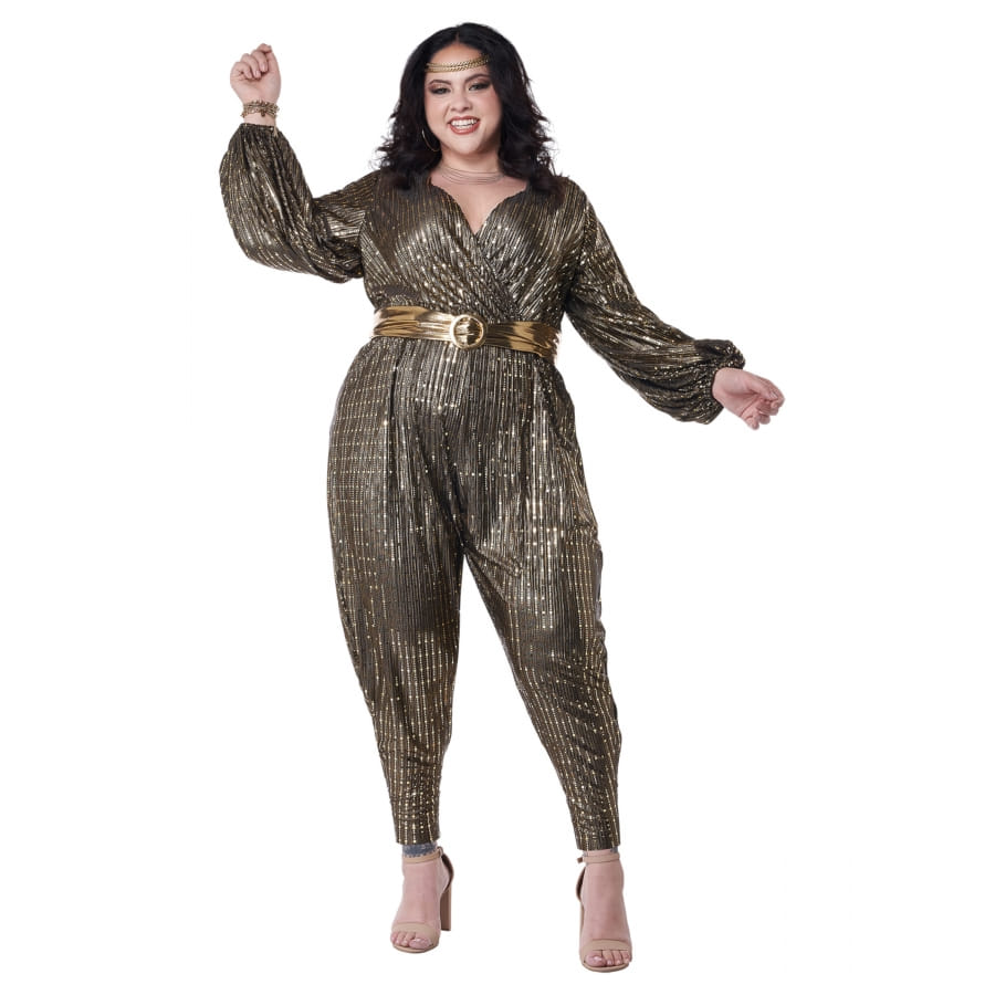 Combinaison disco dorée grand taille pour femme