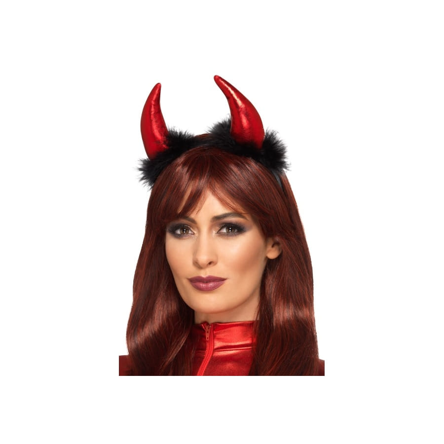 Cornes de diable rouge brillantes et froufrous