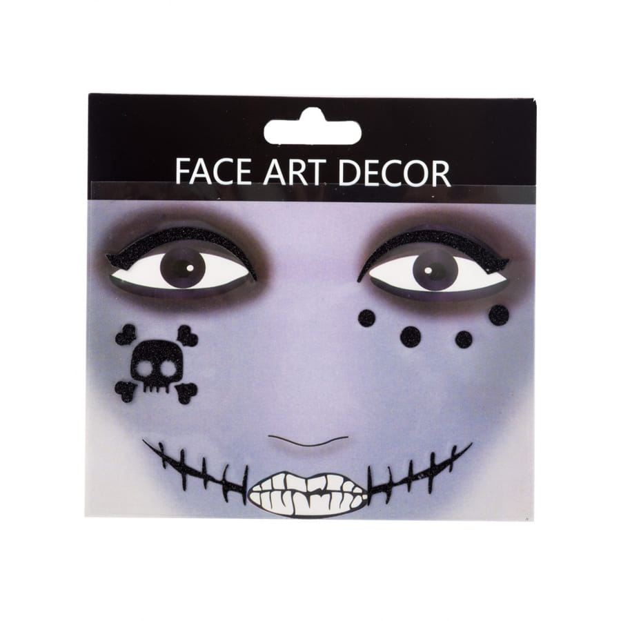Décorations de squelette pour visage, adulte