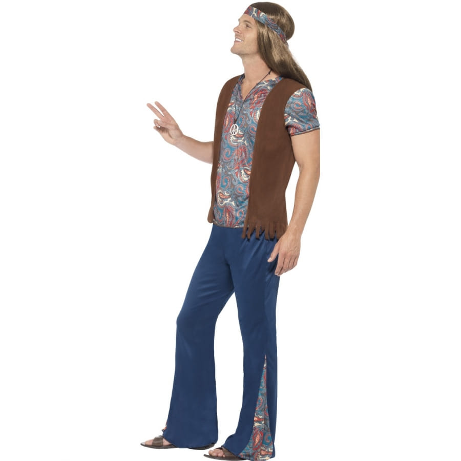 Déguisement hippie homme imprimé bleu