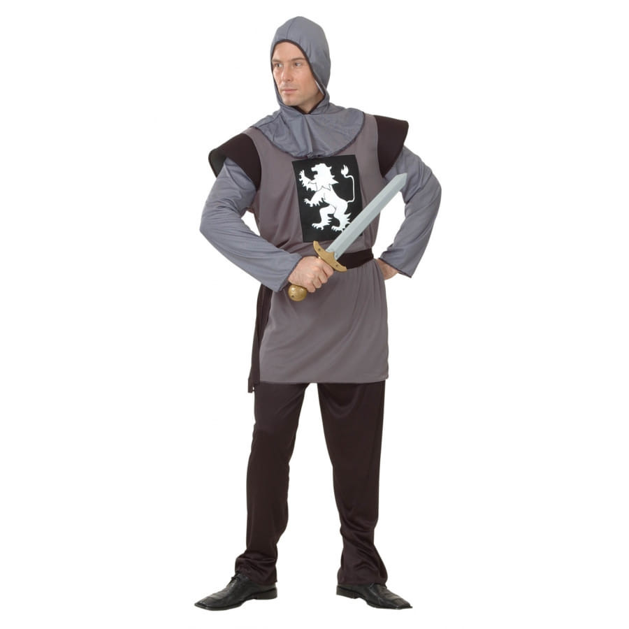 Déguisement uniforme de chevalier médiéval gris