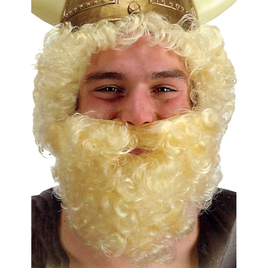 Fausse barbe blonde frisée avec élastique