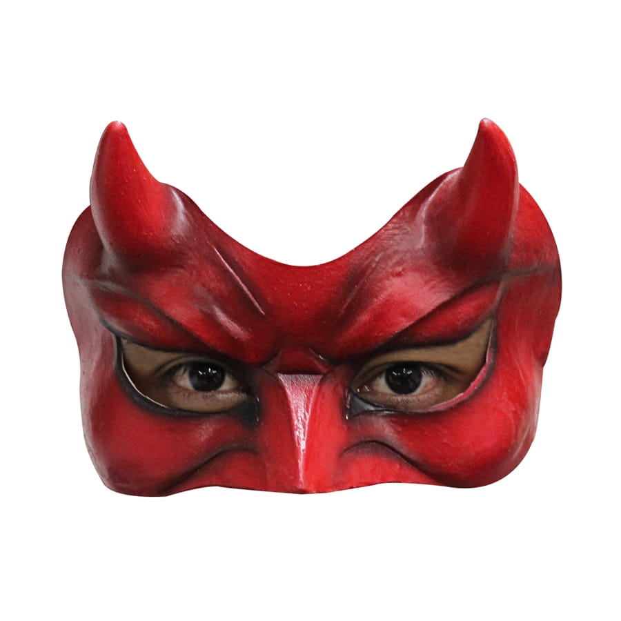 Loup de diable rouge avec corne, en latex