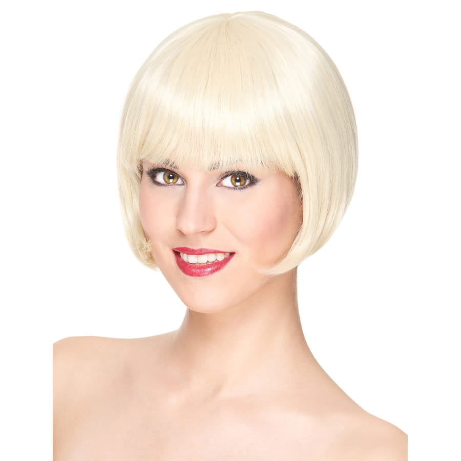 Perruque bob blond court, luxe