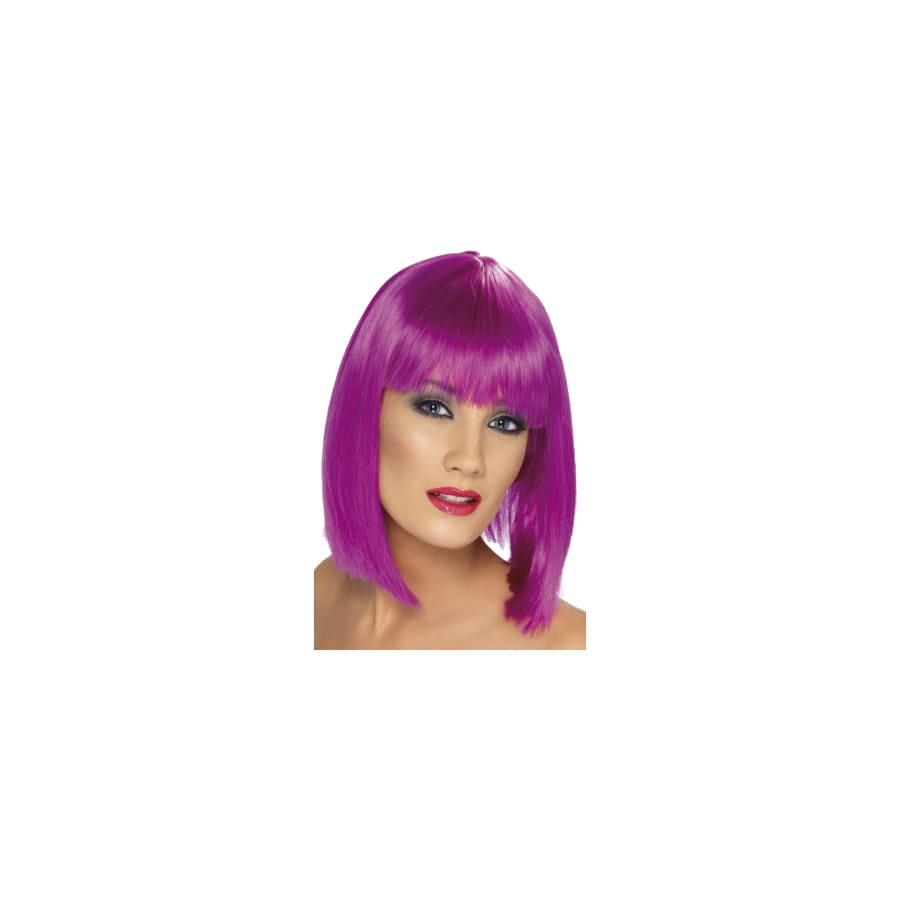 Perruque carré plongeant violette fluo