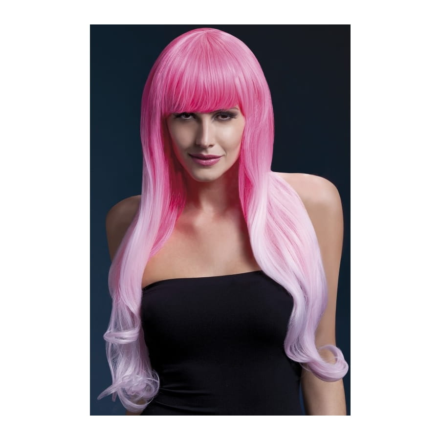 Perruque dégradé de rose avec frange