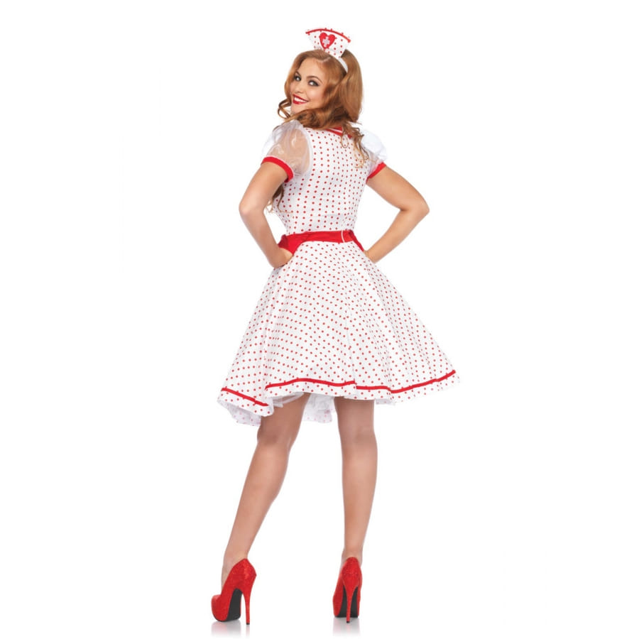 Robe blanche rouge d'infirmière rétro