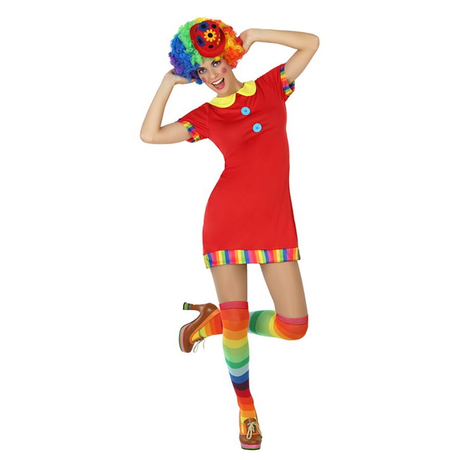 Robe rouge courte et colorée de clown
