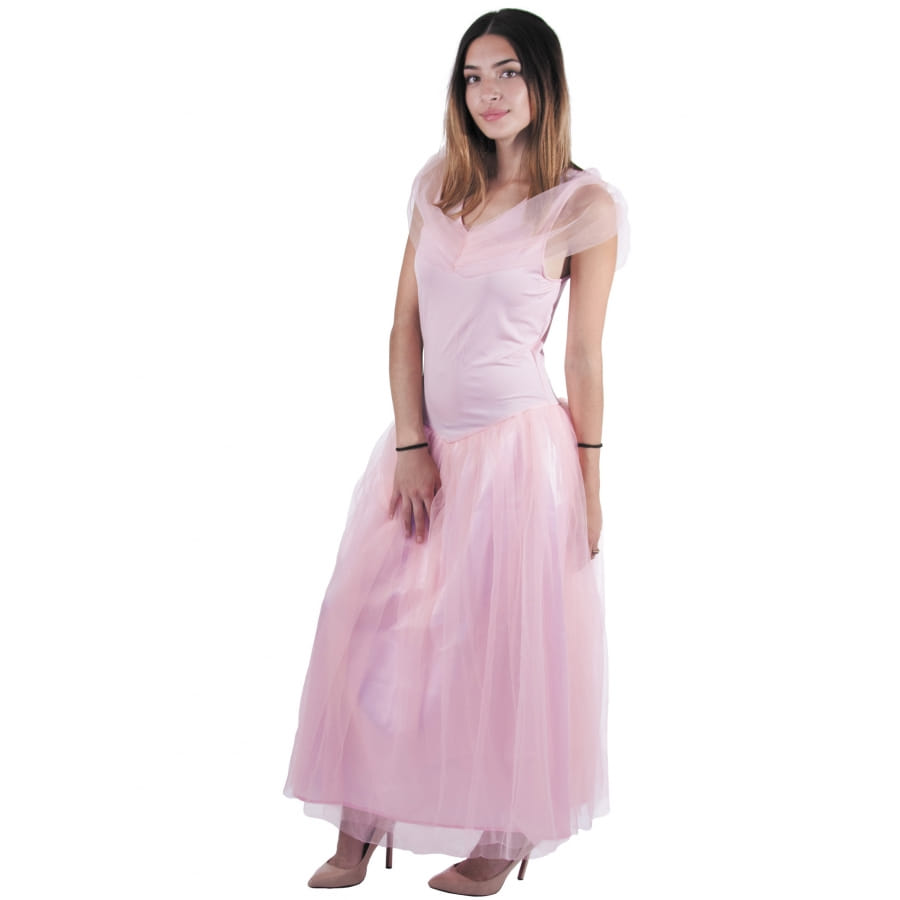 Robe rose unie de princesse pour femme